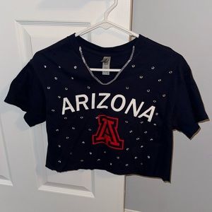 Tops | University Of Arizona Cropped Tshirt With Rhinestones | Poshmark